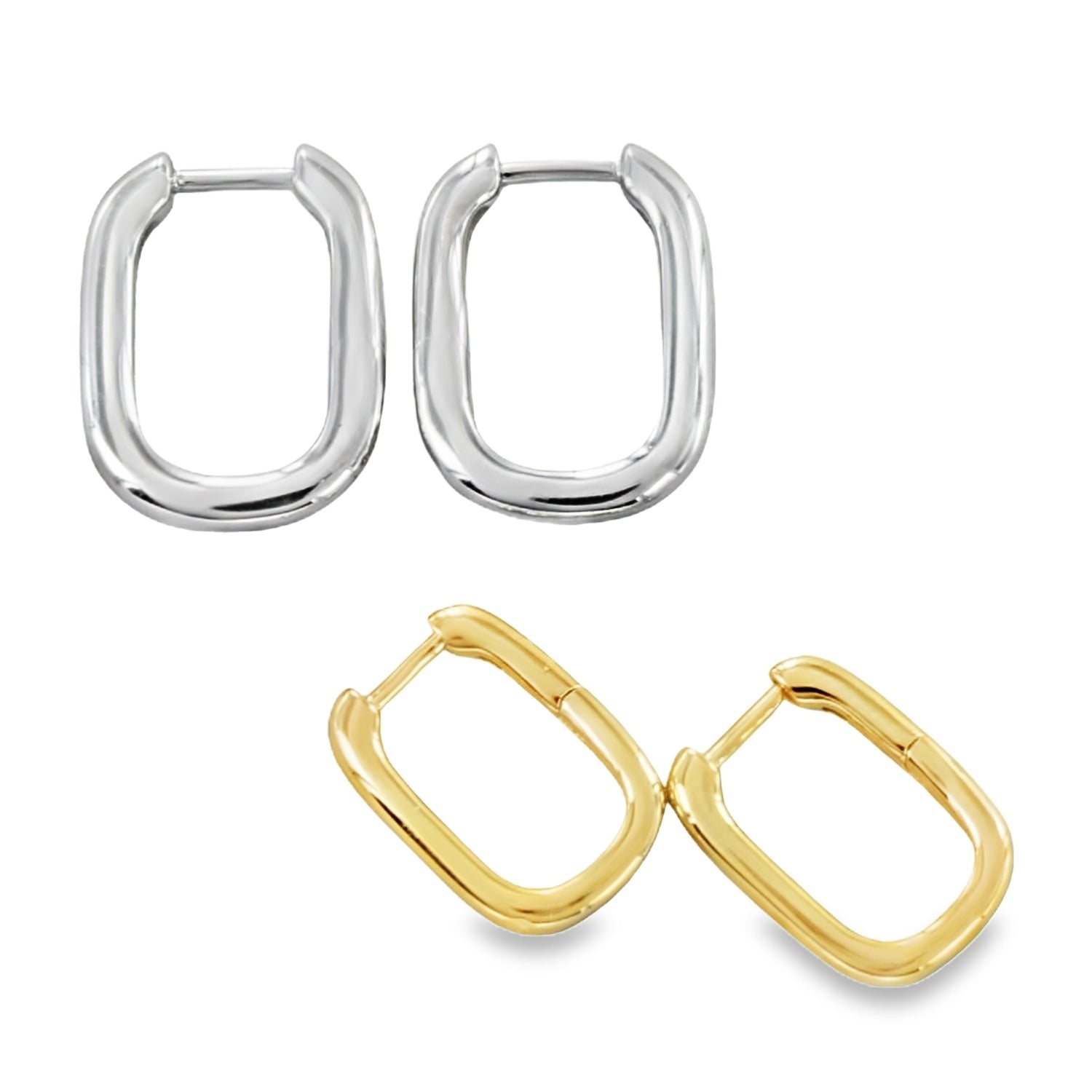 Rectangular Hoop Earrings | Sterling Silver | Reeves & Reeves